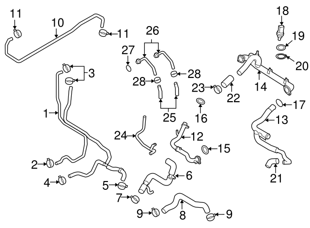 2007-2015 Audi Engine Coolant Pipe O-Ring WHT-000-881 | Audi USA Parts