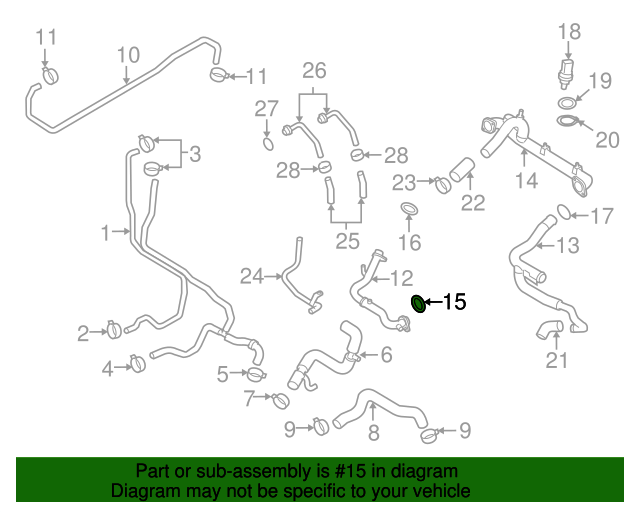 2007-2015 Audi Engine Coolant Pipe O-Ring WHT-000-881 | Audi USA Parts