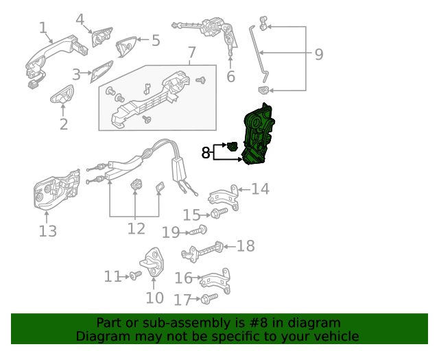Latch Assembly R Front 72110-TVA-A02 | OEM Parts Online