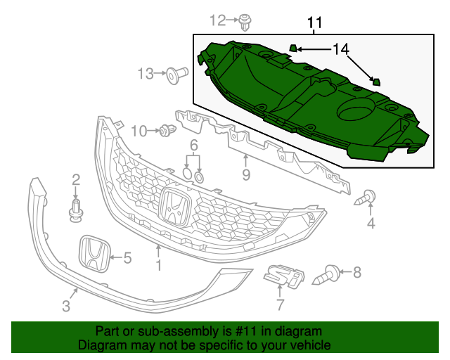 71125-TR3-A01 - Sight Shield 2013-2015 Honda Civic | Honda Parts Online