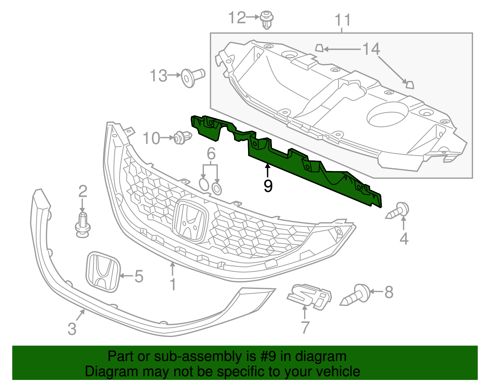 71103-TR3-A50 - Upper Duct - 2013-2015 Honda Civic | Conicelli Honda Parts