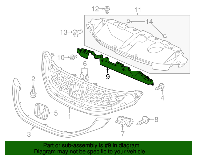 71103-TR3-A50 - Duct, Front Bumper (Upper) - 2013-2015 Honda Civic ...