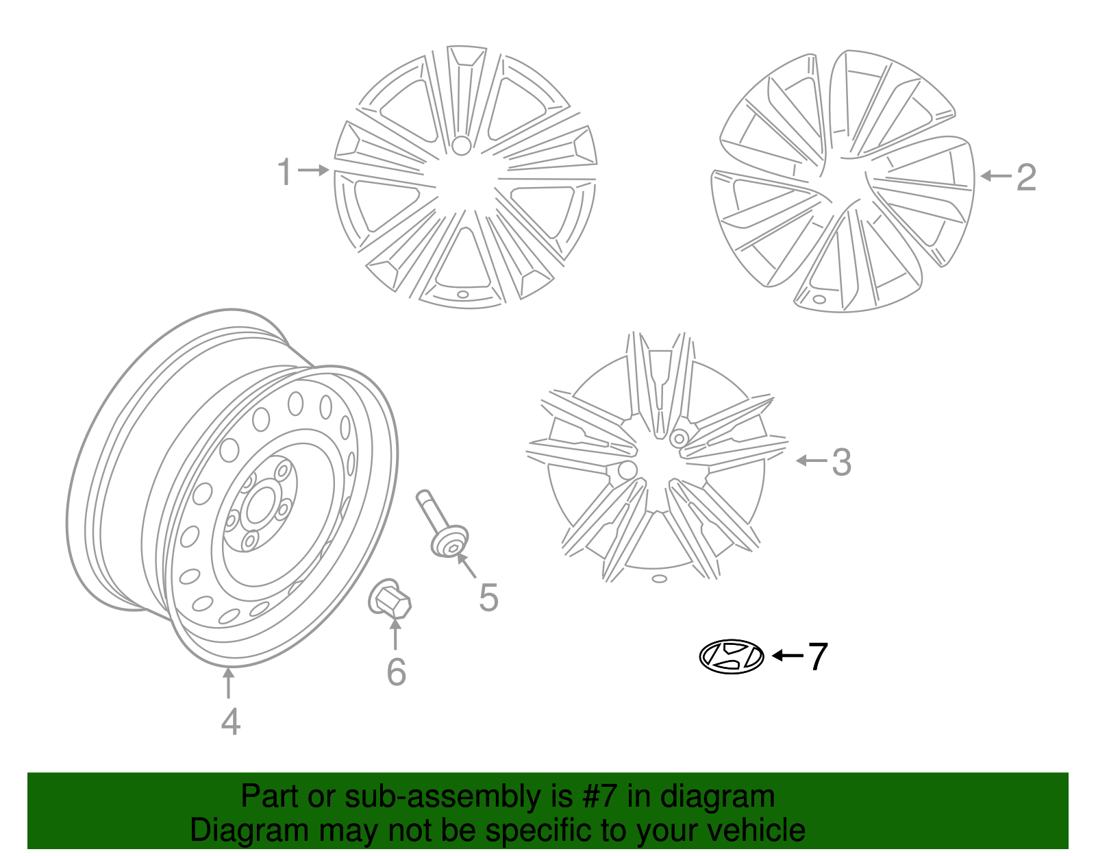 Genuine Center Cap for 2015-2019 Hyundai | Part# 52960-3S120 | Hyundai ...