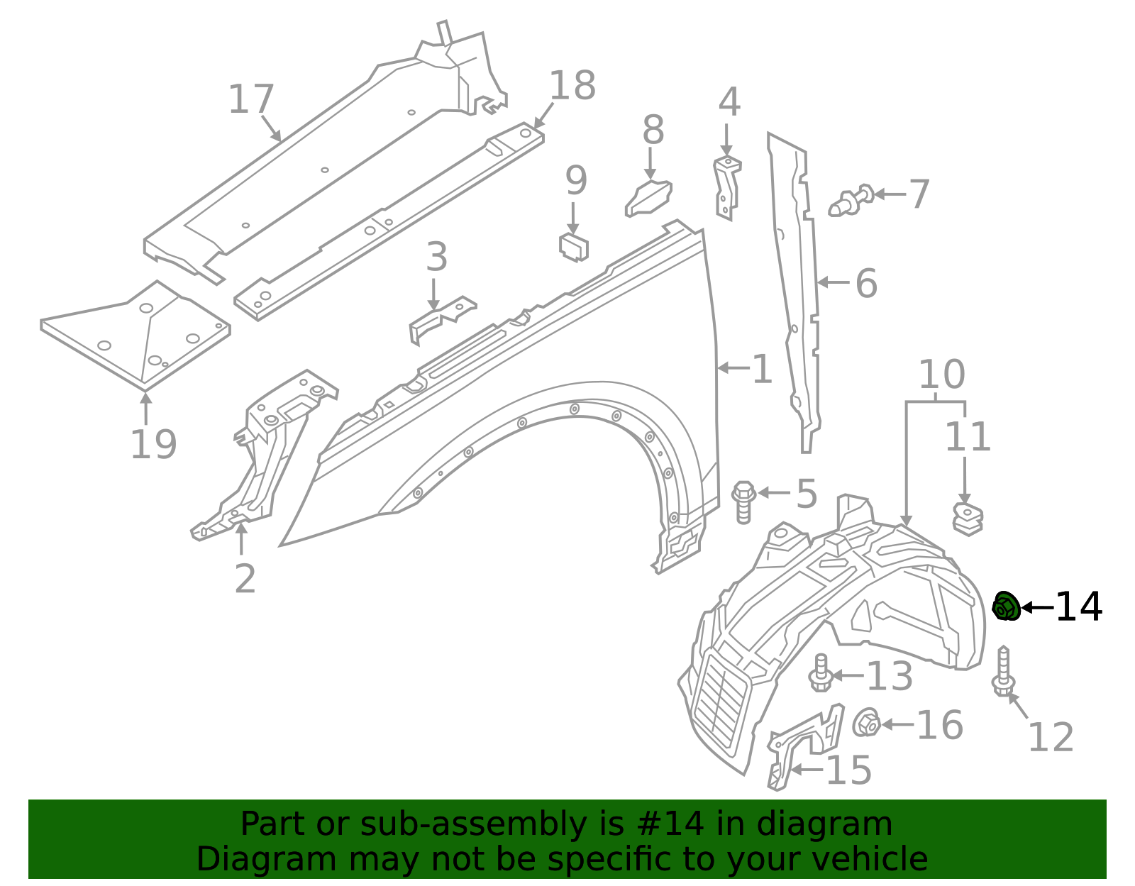 2008-2025 Audi Rear Fender Liner Retainer Nut WHT-003-207 | Audi USA Parts