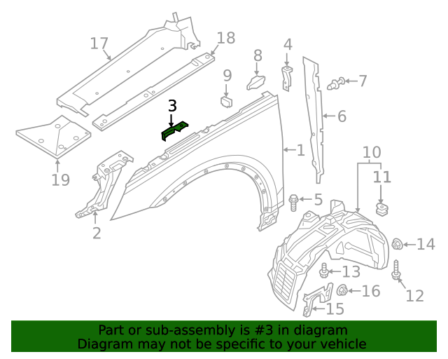 2018-2023 Audi Fender Center Bracket 80A-821-472-STL | Audi USA Parts