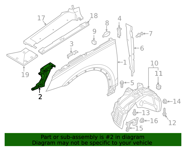 2018-2024 Audi Fender Front Bracket 80A-821-131-A-STL | OEM Parts Online