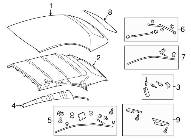 205-778-01-00-65 - Convertible Top Hardware Kit 2017-2023 Mercedes-Benz ...