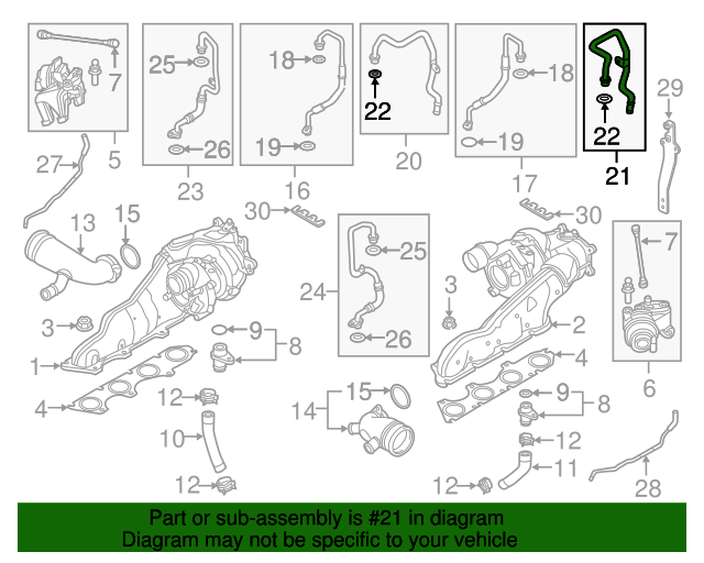 2013-2018 Audi Turbocharger Coolant Line 079-145-947-G | Audi USA Parts