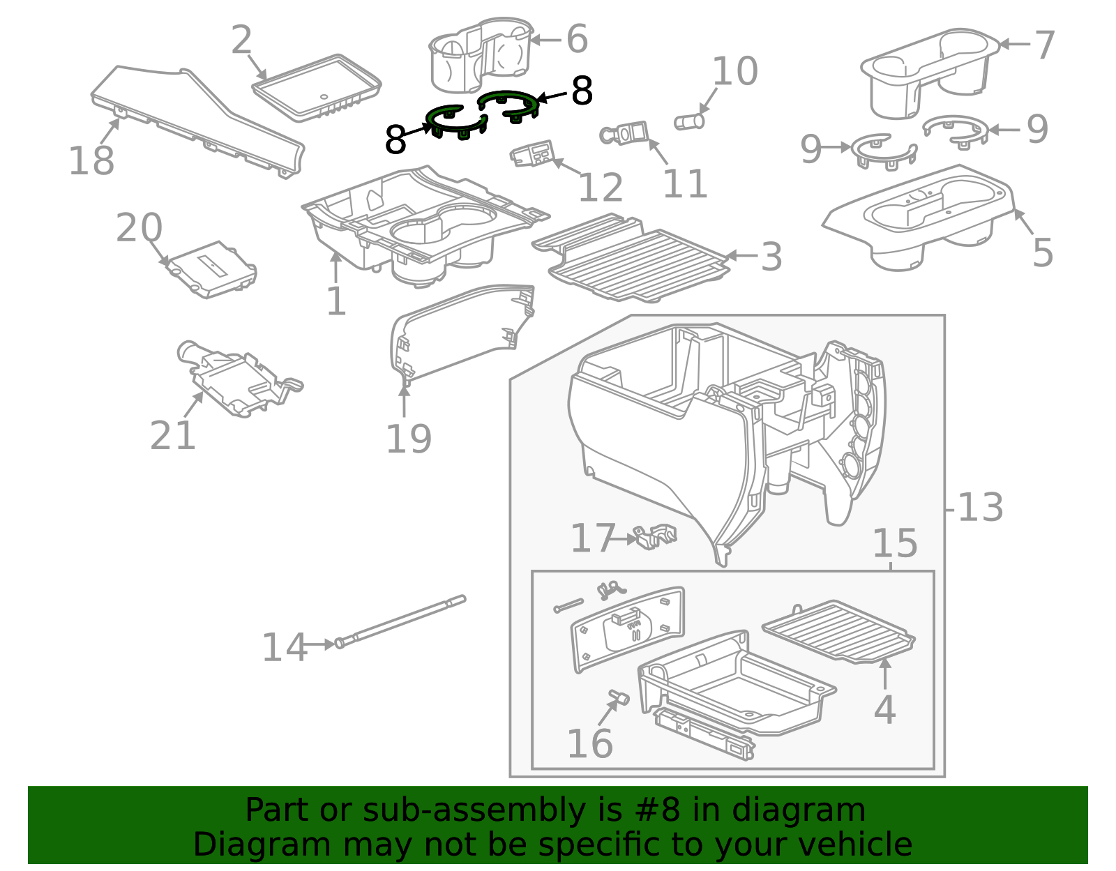 2021-2024 GM Galvano Silver Front Floor Console Cup Holder Opening Trim ...