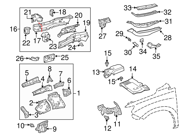 2004-2015 Lexus Side Rail 57111-0E010 | OEM Parts Online
