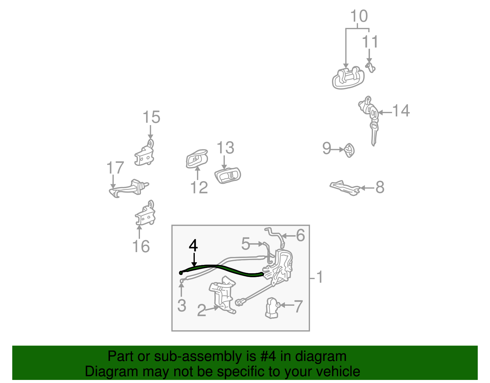 Genuine Toyota Lock Rod part# 69750-0C021 for 2001-2007 Toyota ...