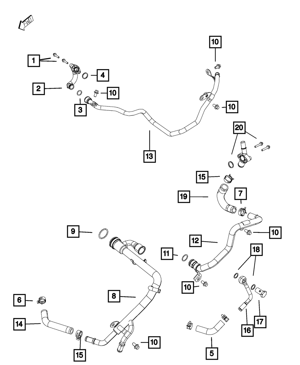 2014-2019 Ram Water Pump Tube 68516519AA | Mopar Online Parts
