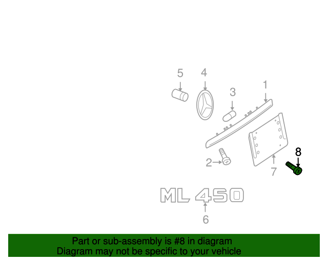 002-984-62-29 - License Bracket Bolt 2010-2011 Mercedes-Benz ML 450 ...