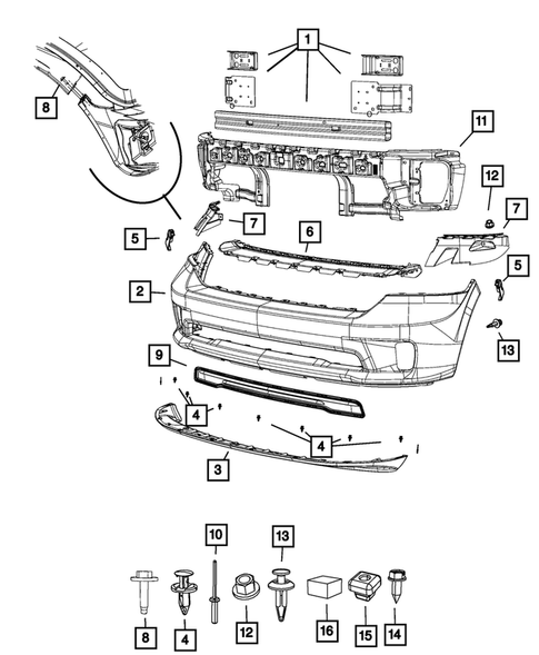 Front Bumper and Fascia for 2016 Ram 1500 | DodgeParts.com