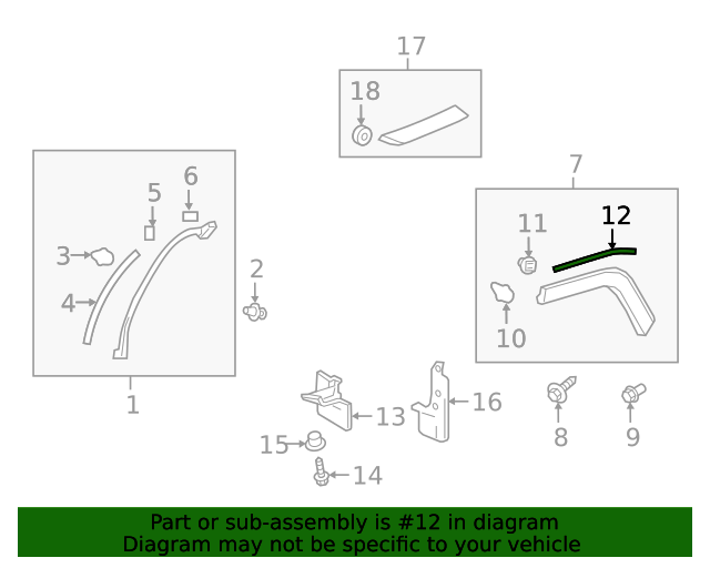 2019-2023 Toyota Wheel Opening Molding Pad 75696-0R030 | Toyota Parts