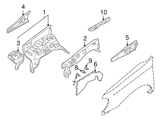 76876-W5000 - Radiator Support Splash Shield Clip 1998-2004 Nissan ...