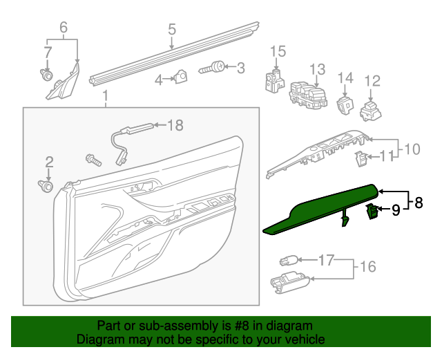 2018-2021 Toyota Camry Door Armrest 74210-06250-C0 | OEM Parts Online