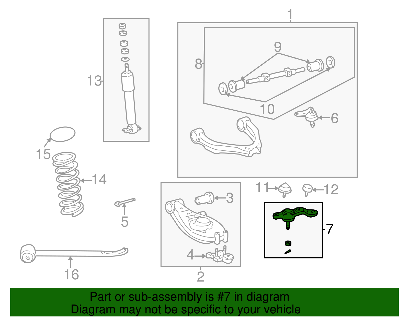 43340-39445 - Suspension Ball Joint (Left, Front, Lower) 1995-2004 ...