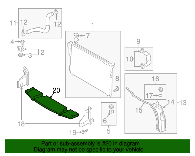 29135-B1000 - Radiator Support Air Deflector 2015-2022 Hyundai ...