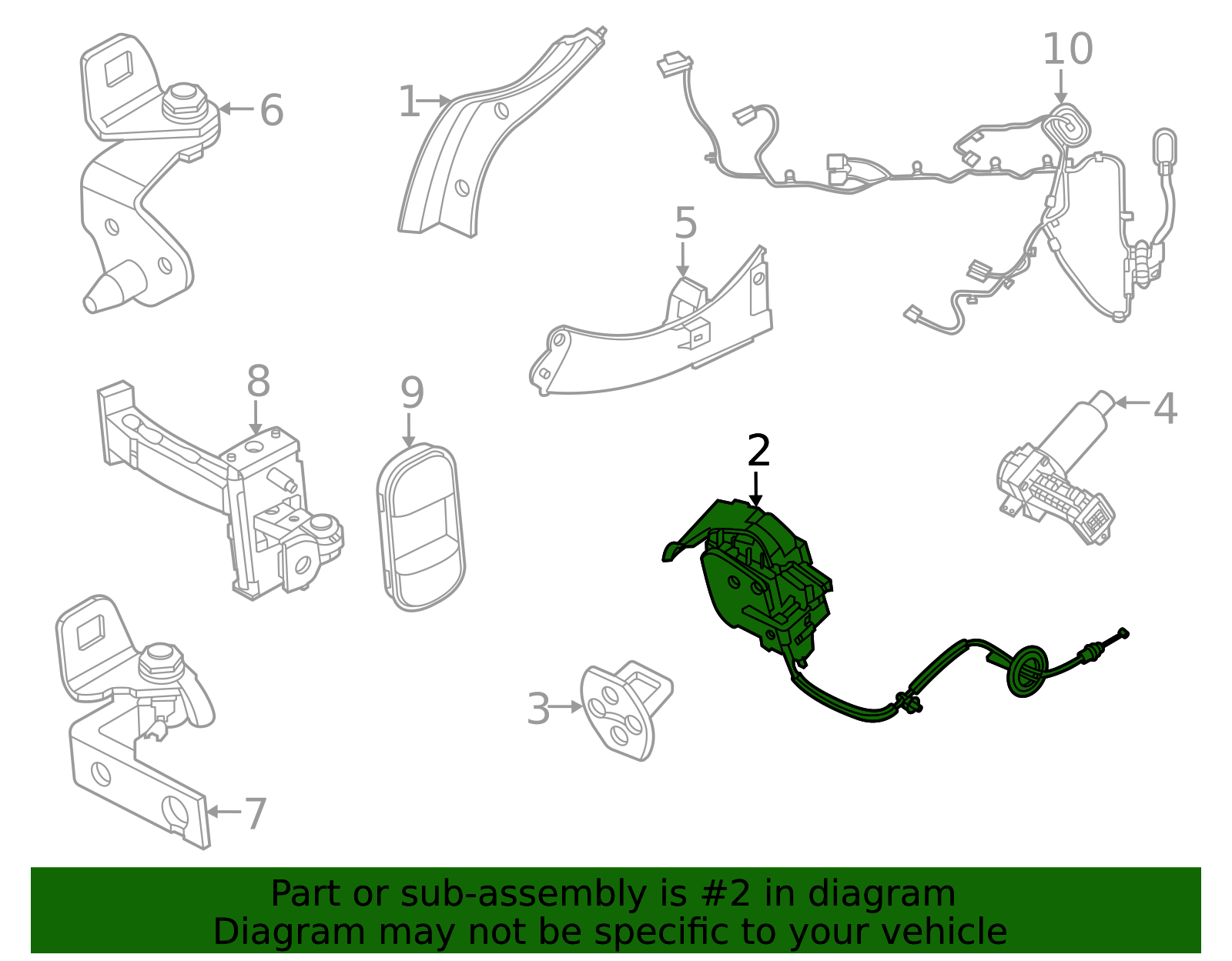 LJ8Z-5826413-H - 2021-2024 Ford Mustang Mach-E - Latch | Sunrise Ford Parts