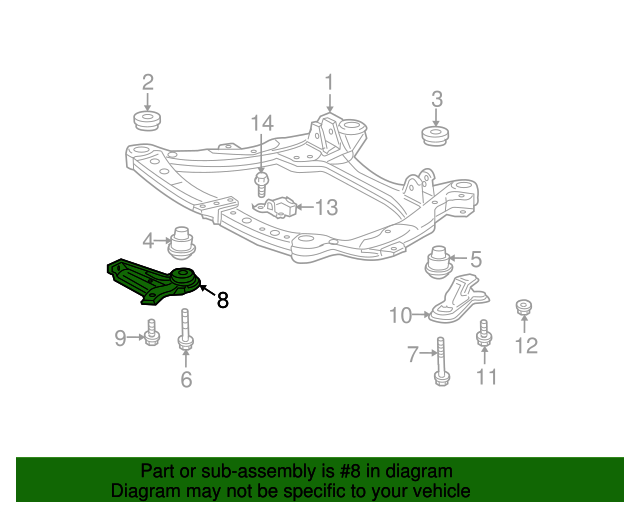 2006-2013 Toyota Highlander Engine Cradle Front Bracket 51036-0E011 ...
