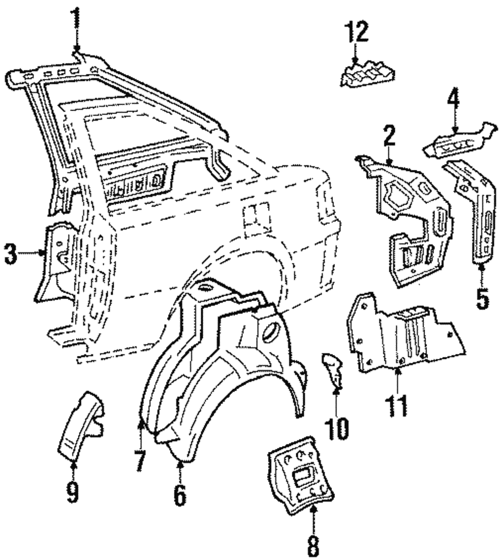 1986-1989 Toyota Celica Inner Wheelhouse Pad 58611-0R090 | Toyota Parts ...