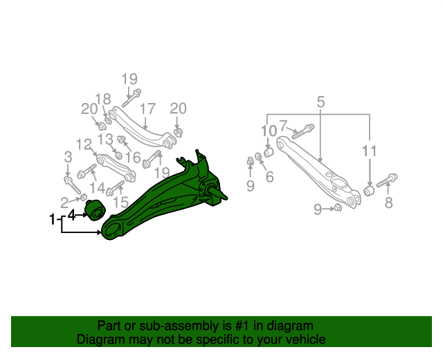 2002-2007 Mitsubishi Lancer Trailing Arm MR519134 | Mitsubishi Parts ...