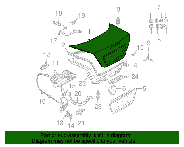 2001-2007 Mercedes-Benz Trunk Lid 203-750-06-75-67 | MB OEM Parts