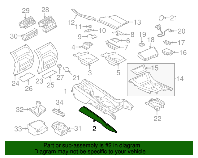 51-16-9-208-297 - Trim panel, center console, left 2011-2016 BMW ...
