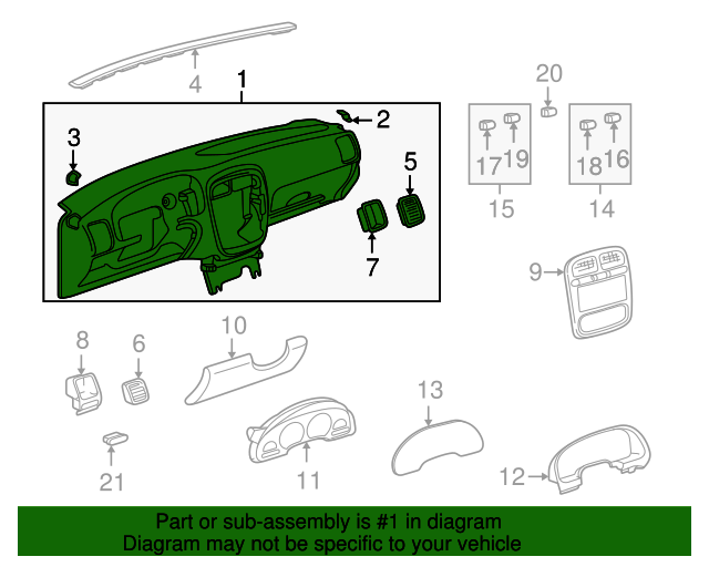 2000-2001 Saturn Panel Asm Inst *Md Dk Oak 22680804 | TascaParts.com