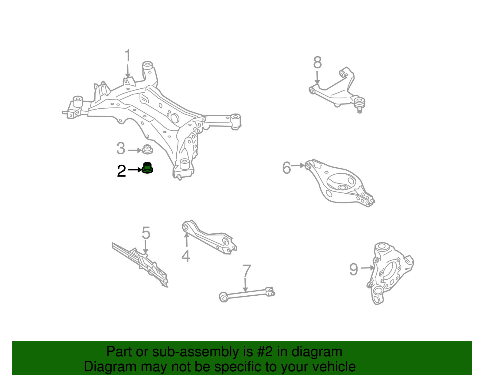 2002-2007 Infiniti Suspension Cross-Member Insulator 55476-AG003 ...