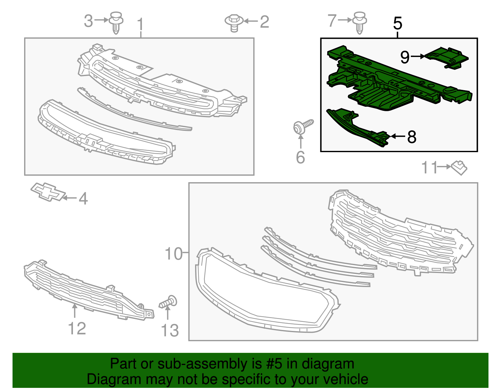 2015-2016 Chevrolet Front Grille Support Reinforcement 94560620 GM ...