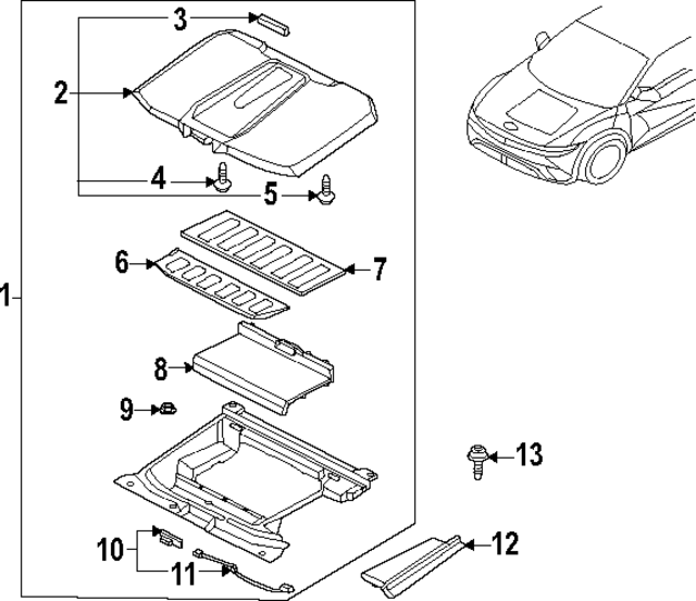 Hyundai - 86710-GI100 - Trunk Lining - 2022-2024 Hyundai Ioniq 5 | OEM ...