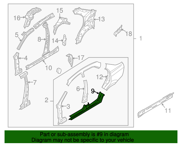 2007-2011 Chevrolet Aveo Rocker Panel - Driver's Side (LH) 96462965 ...
