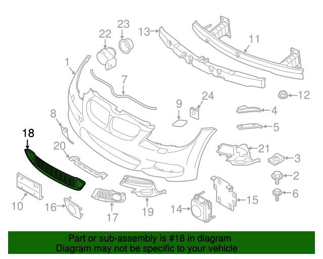 51118047402 - 2011-2013 BMW Grille (51-11-8-047-402) | BMW of South ...
