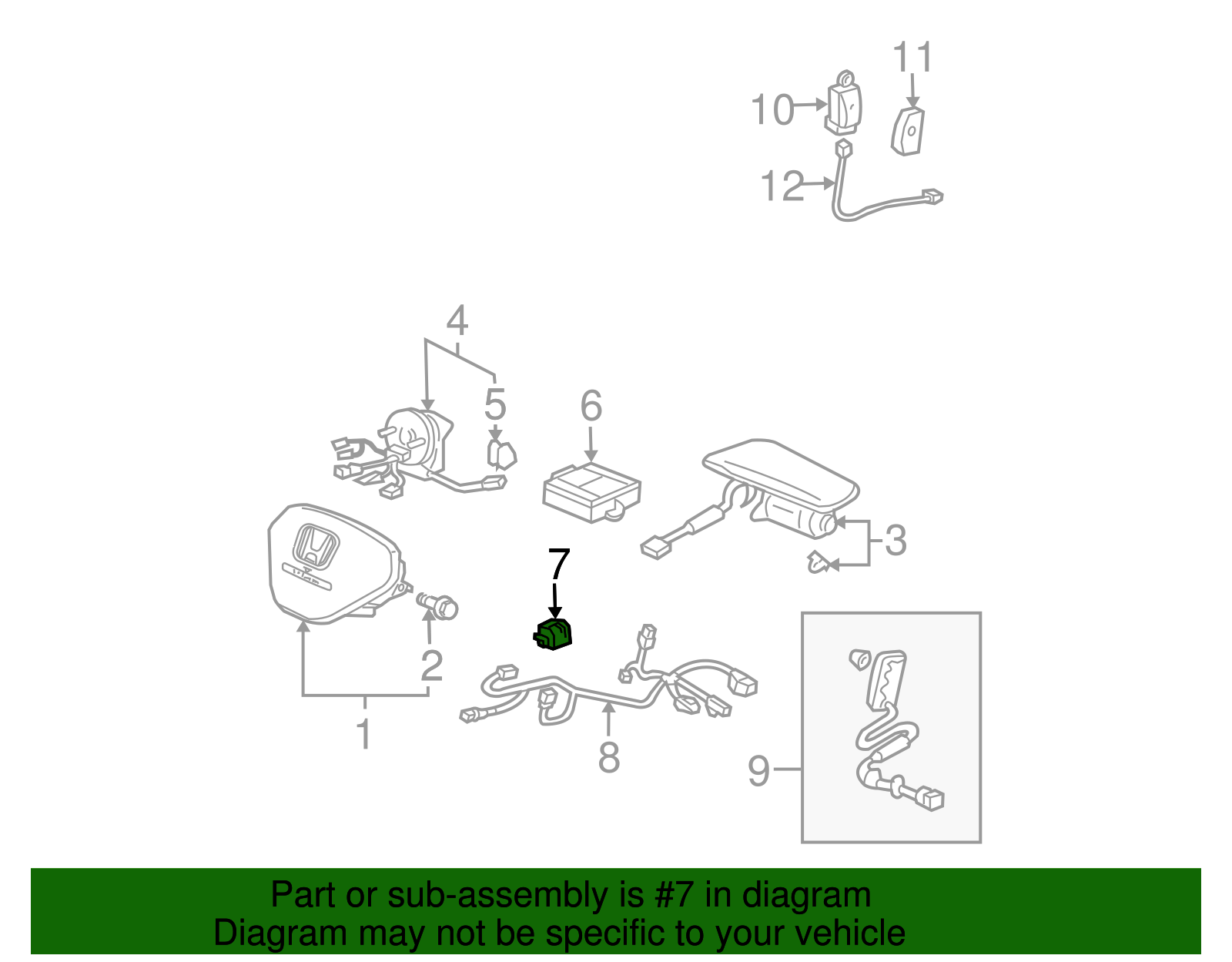 77970-S9V-A92 - 2003-2004 Honda Pilot - Sensor Assembly Side Impact ...