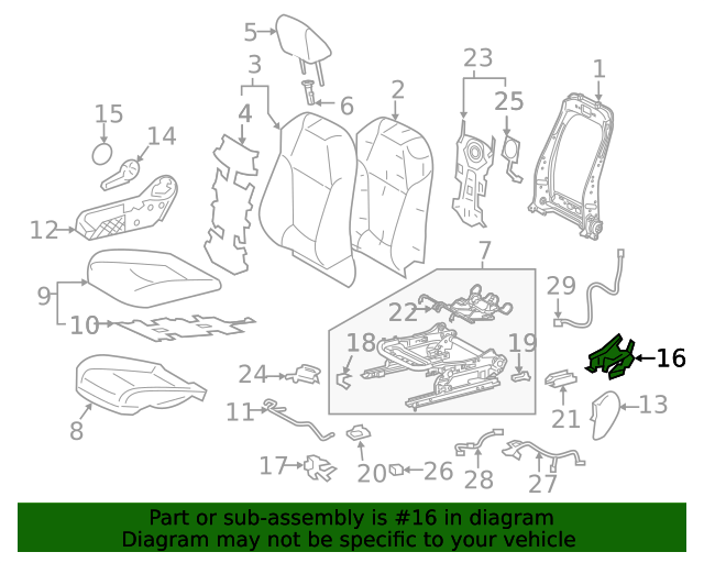 2019-2023 Toyota Seat Back Recliner Adjustment Mechanism Cover 71875 ...