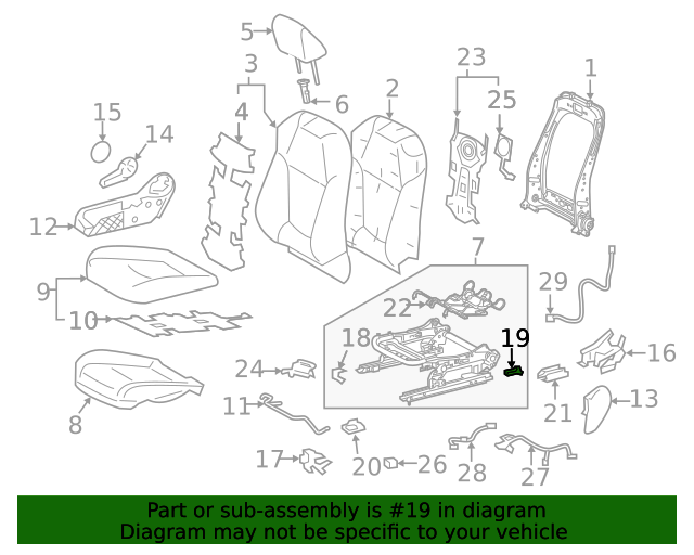 2019-2021 Toyota Seat Adjuster End Cover 72125-0R020 | Toyota Parts Center