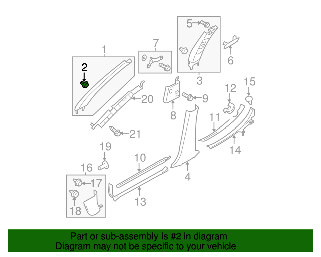 2005-2021 Subaru Body A-Pillar Trim Panel Clip 909130096 | TascaParts.com
