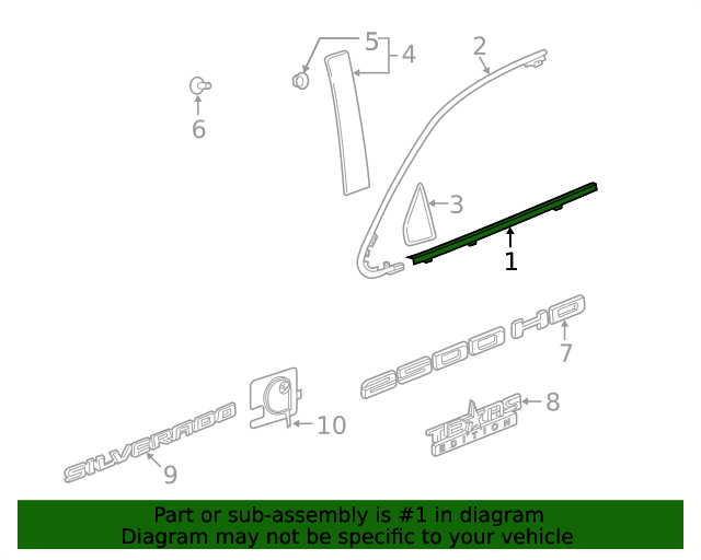 2020-2024 GM Front Passenger Side Door Window Belt Reveal Molding ...