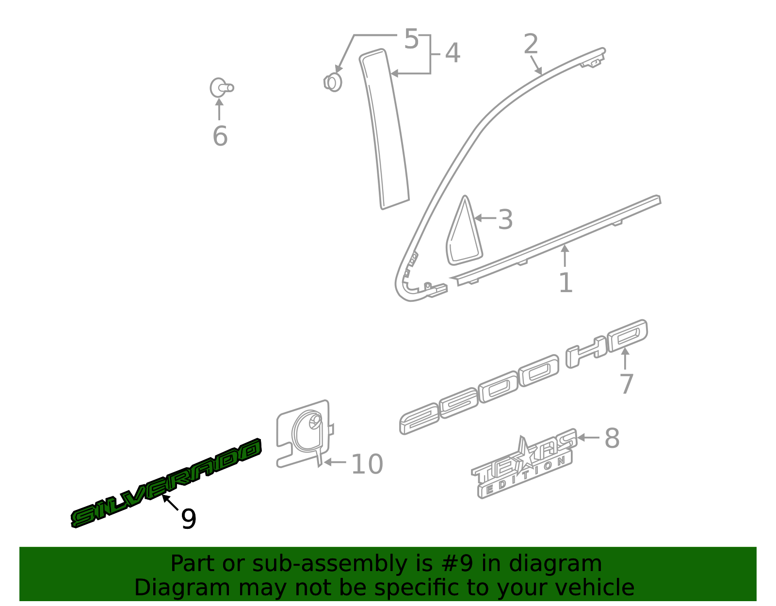 86547028 - 2019-2025 Chevrolet - Chrome Vehicle Name Plate (Silverado ...