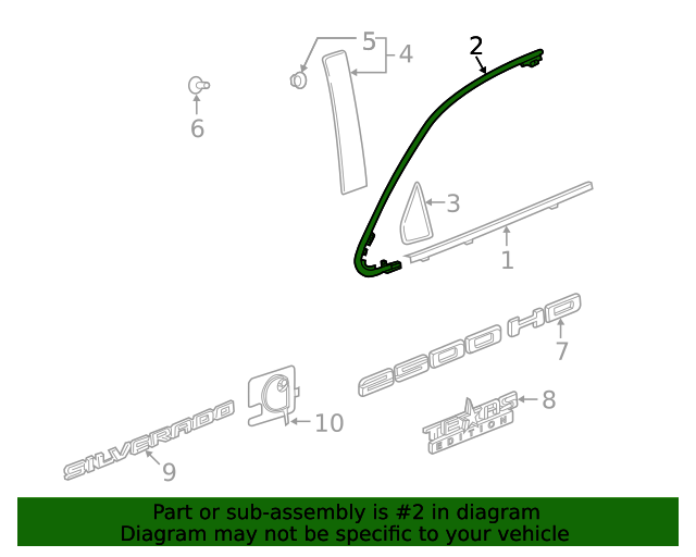 Front Passenger Side Door Window Upper Reveal Molding (Replaces ...