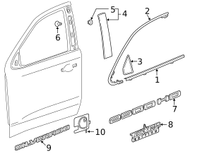 84831873 - Front Passenger Side Door Window Belt Reveal Molding 2020 ...