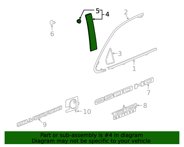 84948812 - Front Passenger Side Door Window Frame Rear Applique 2020 ...