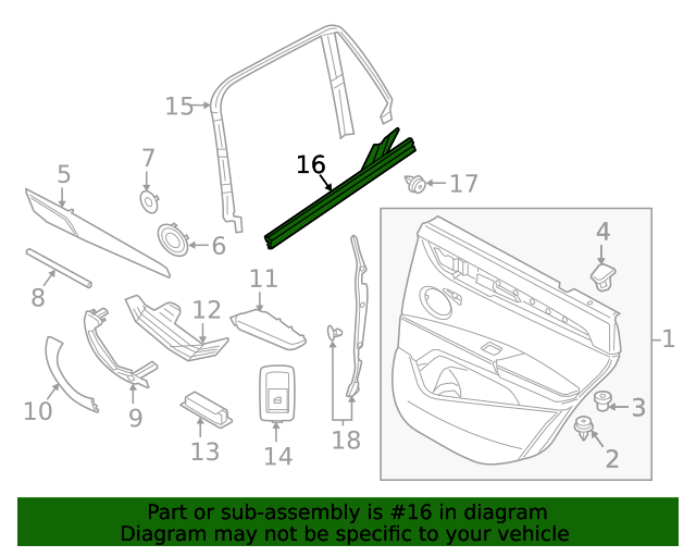 51357349660 - 2016-2021 BMW X1 Belt Weather-Strip (51-35-7-349-660 ...