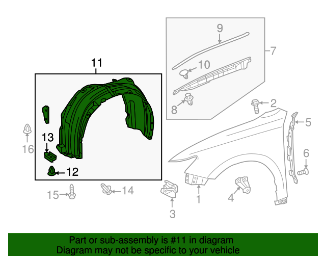 2013-2018 Lexus Fender Splash Shield 53875-06270 | AutoNationParts.com