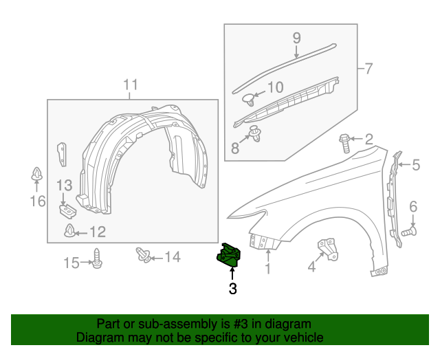 2013-2018 Lexus Fender Bracket 53835-33100 | AutoNationParts.com