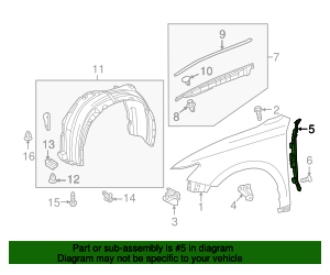 53827-33070 - Fender Seal 2013-2018 Lexus | AutoNationParts.com