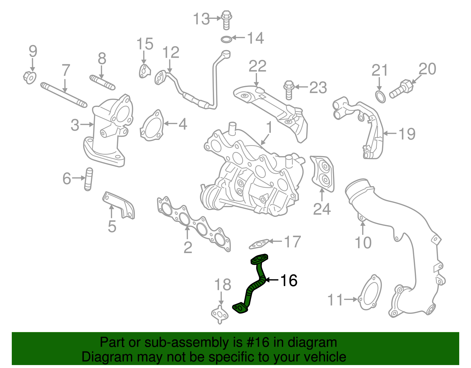 28240-2B700 - Turbocharger Oil Line 2013-2017 Hyundai Veloster ...