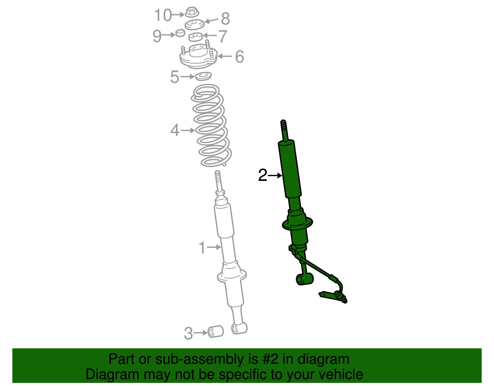 Genuine Toyota Shock Absorber (Left, Front) part# 48520-39885 for 2003 ...